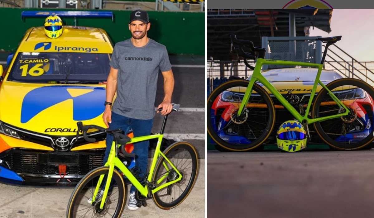 Thiago Camilo vai pedalando até o circuito Velocitta